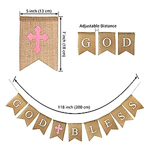 Baptism Decorations for Girls with 6pcs Paper Honeycombs, Baptism Banner Confirmation Communion Decorations
