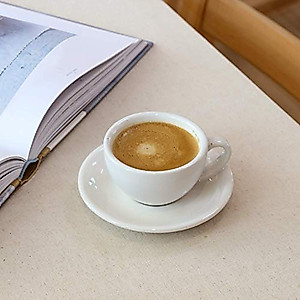 LE TAUCI 3 oz Espresso Cups with Saucers，Set of 4，Demitasse Coffee Cup for Shot, Lungo, Ristretto - White