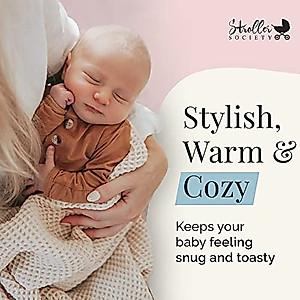 Stroller Society - Swaddles for Newborns & Toddlers, Soft Receiving Blankets Girl & Boy Can Use, Comfy Toddler Blanket & Newborn Swaddle, Cotton Waffle Blanket, Beige, 40 x 40 inches