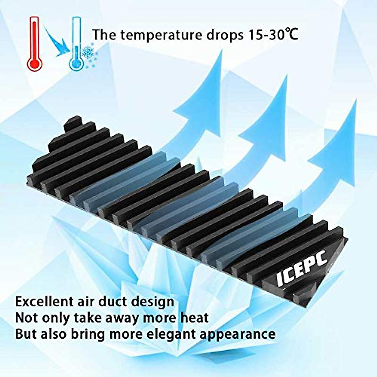 icepc M.2 Heatsink for PS5 PCI-E NVME 2280 SSD Graphene Coating Copper Heat Sink,High Performance SSD Radiator with Thermal Pad for Laptop PC 2280 NGFF Solid State Disk Cooler(70x20x4mm)