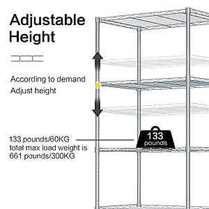 3 Tier Adjustable Storage Shelf Metal Storage Rack Wire Shelving Unit Storage Shelves Metal 500Lbs Capacity 11.8" D x 21.6" W x 31.5" for Pantry Closet Kitchen Laundry Silver