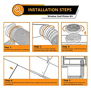 LBG Products Portable Air Conditioner Window Seal Plates Kit, Vertical AC Window Unit, Adjustable Seal AC Window Vent Kit for Exhaust Hose, Universal for Ducting with 5 inches Diameter