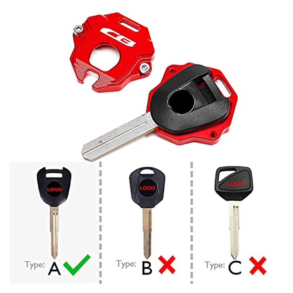 RAEFY Motorcycle Key Cover Keychain for Honda Africa Twin CRF1100 L CB650R CBR 650R 500R 250RR 1000RR CB500X CB1100 CB1000R (Color : Key Chain CB Grey, Size : Normal)