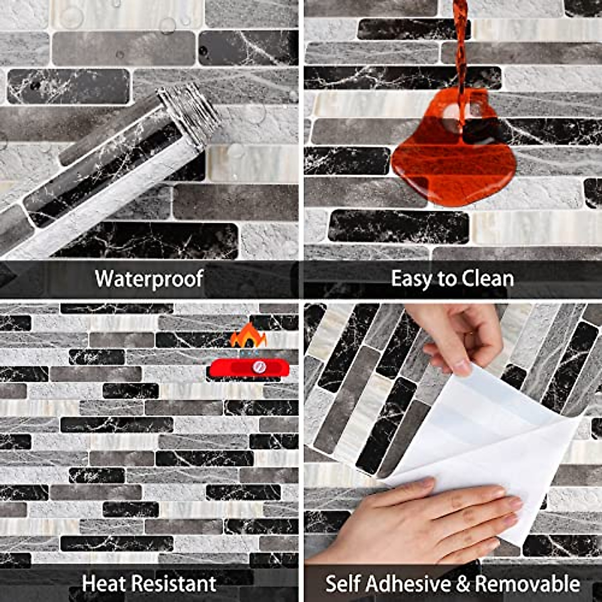 WENMER Peel and Stick Backsplash Wallpaper, Waterproof , Self Adhesive Removable Wallpaper for Kitchen Bathroom Backsplash, Tile Contact Paper for Countertop, 17.7"x 118"
