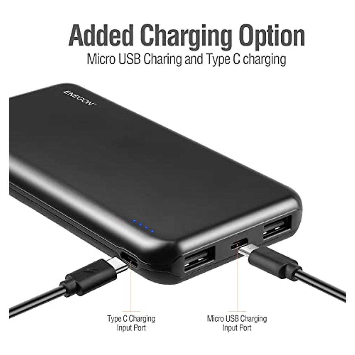 ENEGON 2-Pack Portable Charger Power Bank 10000mAh, The Phone Charger Battery with USB C Input and Dual USB Output for iPhone 14, iPad, Galaxy S22, Pixel, Tablets and etc