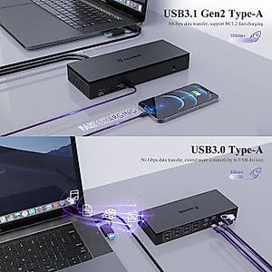 WAVLINK Enterprise-Level Universal Docking Station,20-in-1 USB-C Quad 4K Dual 5K@60Hz Display Dock with 100W Charging,4xDisplayPort(1.2),4xHDMI(2.0),2.5G Ethernet,USB 3.1/3.0-A,USB-C(PD30W)