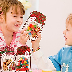 Giiffu Christmas Party Favors for Kids - 48 Pack Mason Jar Paper Card Craft Bulk with 48 Treat Bags for DIY Kids Birthday Party Favor, Classroom Gifts, Xmas Gifts Holiday Supplies (Candy Not Included)