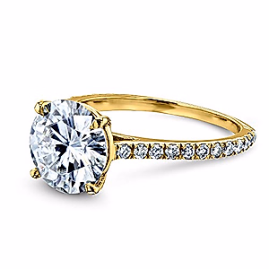 Kobelli 3 Carats ct.tw Basket Cathedral Round Brilliant-cut Moissanite Engagement Ring 14k Yellow Gold, (GH/VS, GH/I) 6