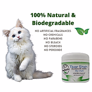 PawPurity Tear Stain Remover Wipes (60 pcs) for Cats | 100% Natural, Safe and Effective. | Removes Stains from Eyes of Cats and Kittens | Recommended by Vets/Groomers | Contains Colloidal Silver