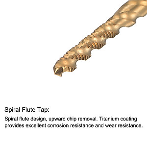 uxcell M2 x 0.4 Spiral Flute Tap 1.6mm Drill Bit Set, Metric Titanium Plated M35 Cobalt High Speed Steel Machine Threading Screw Tap Drilling Tool