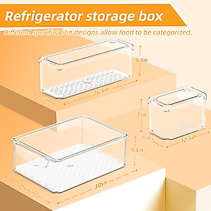 12 Pack Fridge Organizer, Refrigerator Organizer Bins with Lids, Clear Stackable BPA-Free Produce Fruit Storage Containers and Plastic Pantry Organization for Food
