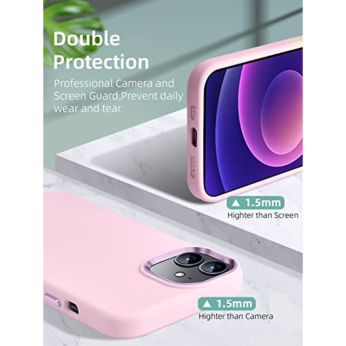 Ownest Compatible for iPhone 12 Case and iPhone 12 Pro Case 6.1 Inch with Silicone Shockproof Protective Slim Phone Case for iPhone 12/12 Pro with [Soft Touch Microfiber Lining]-Light Pink