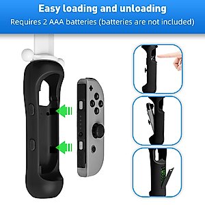 RHOTALL Game Sword for The Legend of Zelda: Skyward Sword HD Compatible with Nintendo Switch and Switch OLED Right Joycon Controller, Game Accessories Handle Grip with LED Design - Black