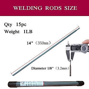 E4303 Welding Rods 1/8"x14",15 Sticks Arc Welding Iron Electrodes, J422 Carbon Steel Welding Mild Steel for Industry/Household Repairs 1LB