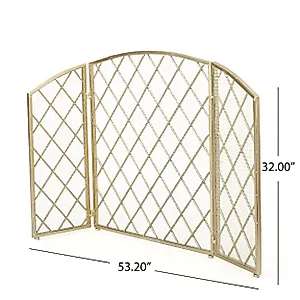 Christopher Knight Home Amiyah 3 Panelled Iron Fireplace Screen, Gold