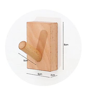 Wooden Wall Mounted Coat Rack, Wooden Coat Hanger Hat Rack, Wall Hooks Hat Rack, for Hanging Coats Clothes Robes Towels Hats, Natural (4PCS Single Hook)