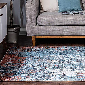 Rugs.com Leipzig Collection Area Rug – 7' x 10' Multi Low-Pile Rug Perfect for Bedrooms, Dining Rooms, Living Rooms