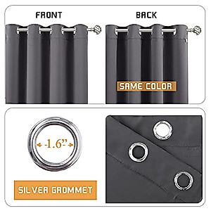 RYB HOME Soundproof Curtains 84 inches - 3 Layers Blackout Curtains Noise Cancelling Thermal Insulted Drapes for Door Window Living Room Room Divider Curtains, W 52 x L 84 inch, Gray, 1 Pair