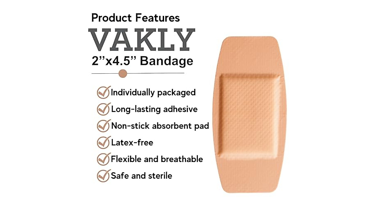 Extra Large Adhesive Bandages - Sterile 2x4.5 Inch Wound Cover