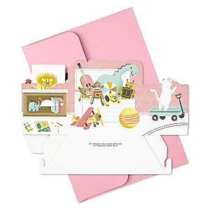 Hallmark Paper Wonder Pop Up Baby Shower Card for Girl (Nursery) Welcome New Baby Girl, Congratulations