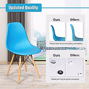 Nightcore DSW Dining Chairs Set, Modern Style Dining Chair, Pre Assembled Side Chairs with PP Seat and Beech Wood Legs, Mid Century Dining Chairs for Kitchen, Bedroom, Living Room (4, Blue)