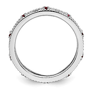 Solid 925 Sterling Silver Stackable Created Ruby Ring Eternity Band Size 10