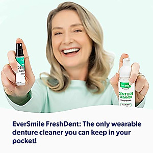 FreshDent Denture & Partial Cleaner - On The Go Dental Cleaning & Teeth Whitening Spray. Kills Bacteria & Freshens Bad Breath Mint Flavored (2pk)