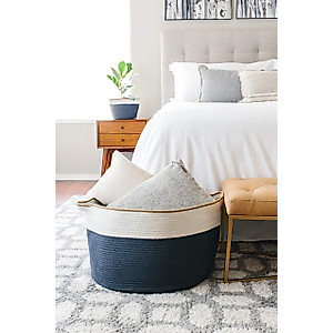 Little Hippo Baskets XXXL Large Cotton Rope Basket 22"x22"x14" Storage Woven Blanket Organizer for Living Room Organizing, Baby Gift, Kids Toy Storage