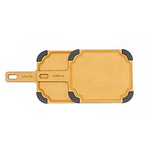 Elihome Paddle Series 2-in-1 Bundle, Wood Fiber Cutting Board & Serve Board with Handle, Knife Freindly, Dishwasher Safe, Non slip, Juice Groove, Reversible, 13" X 7" Medium & 18" x 7" Large