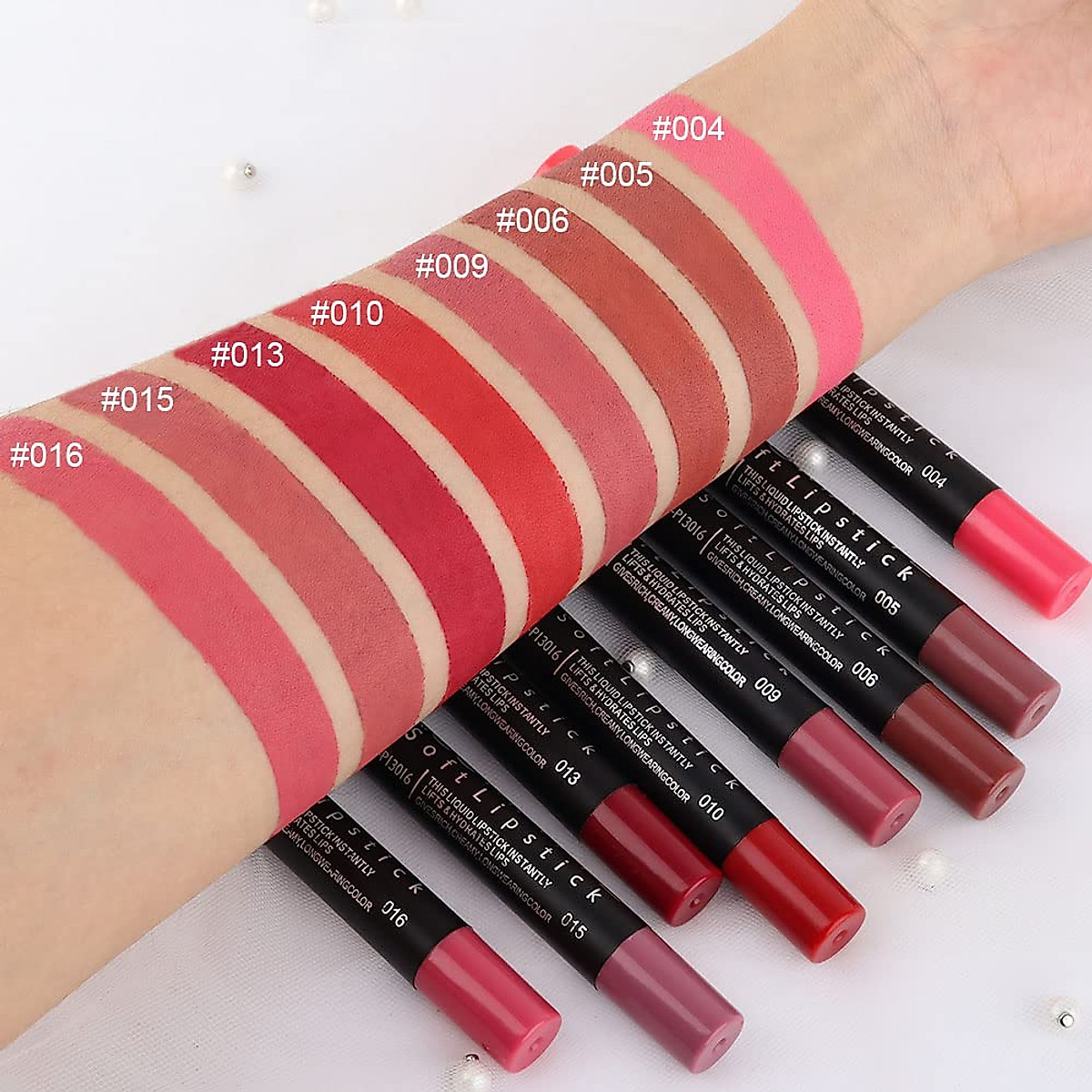 evpct 8Pcs Nude Pink Beige Ruby Rose Red Brown Mauve Matte Lipstick and Lip Crayon Lip Liner Pencil Pen Set for Women labial labiales mate magicos 24 horas originales pintalabios permanente 24 horas