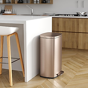 ITouchless SoftStep 13.2 Gallon Step Kitchen Trash Can with Lid and Odor Filter, Rose Gold Stainless Steel 50 Liter Trashcan for Home Office Bedroom Garage Living Room Bathroom Slim Wastebasket