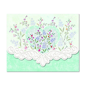 Carol Wilson Fine Arts Inc.- Floral Heart - Embossed & Die Cut Blank Note Cards in Portfolio Box - 10 count - ncp2375
