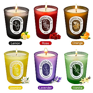 Scented Candles Gift Set of 12 Pack, Glass Jar Candles for 6 Scented, Long Lasting Soy Wax Aromatherapy Candle Set, Best Gifts with Gift Box for Every One