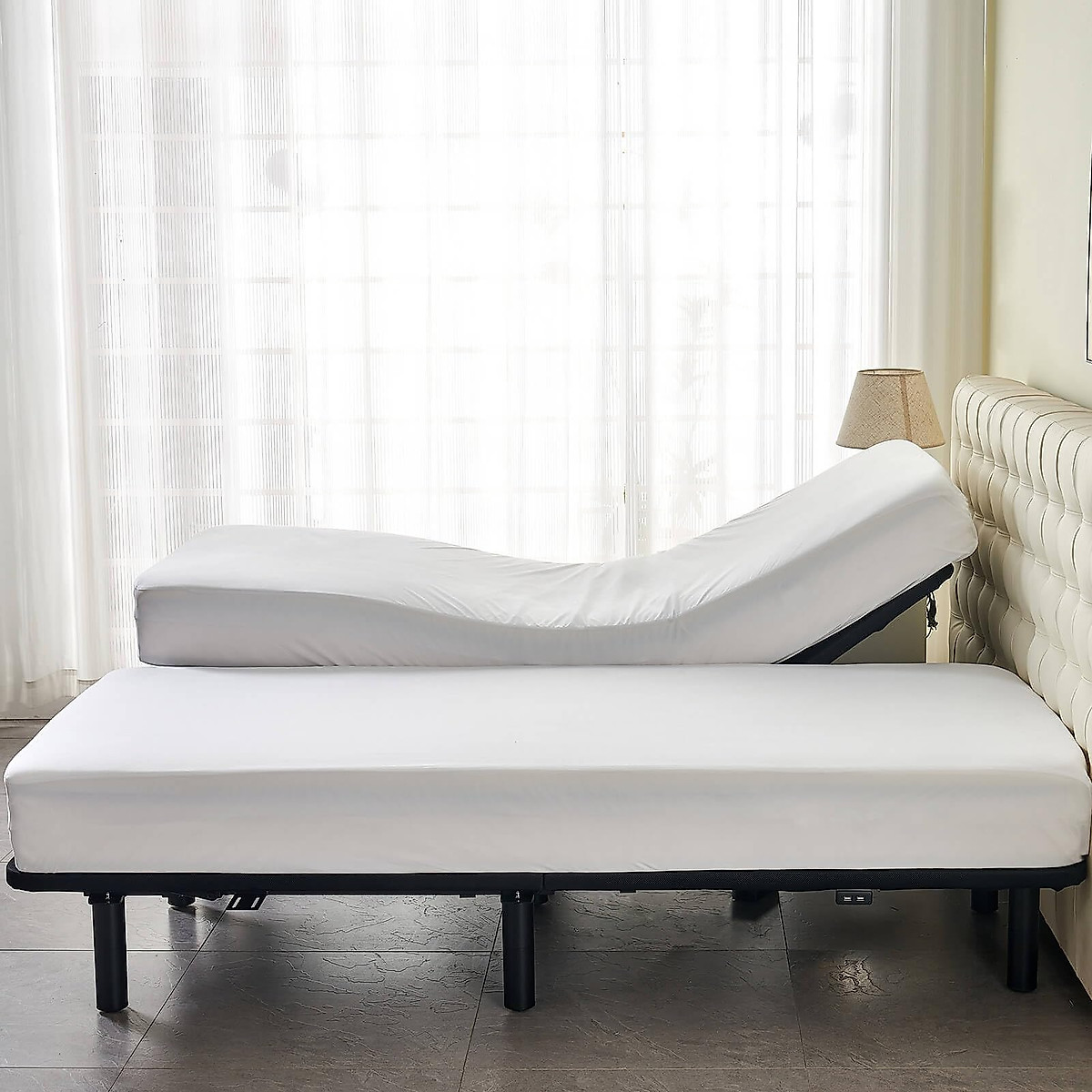 Waterproof Split Queen Mattress Protector for Adjustable Beds 30x80 (2PCs) Soft Cooling Jersey Fitted Matress Cover