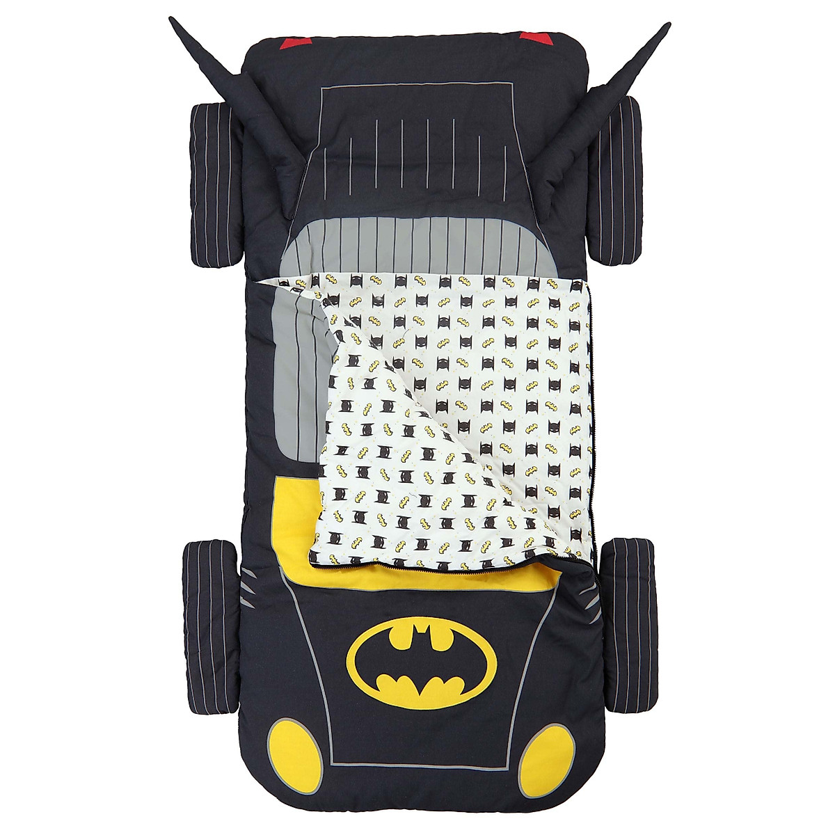 Batman Batmobile Kids Sleepover Bag Superhero Slumber Mat with Built-in Pillow, Cozy & Soft