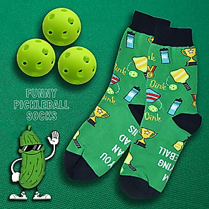 GOLIN Pickleball Socks for Men Funny Saying Crew Socks, Novelty Pickleball Gifts for Dad Grandpa