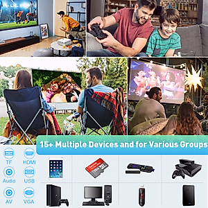Mini Video Projector, 8500 Lux Outdoor Projector, 1080P Mini Movie Projector with Speaker for Outdoor/Indoor Use Compatible with TV Stick, Video Games, HDMI, USB, AUX, AV