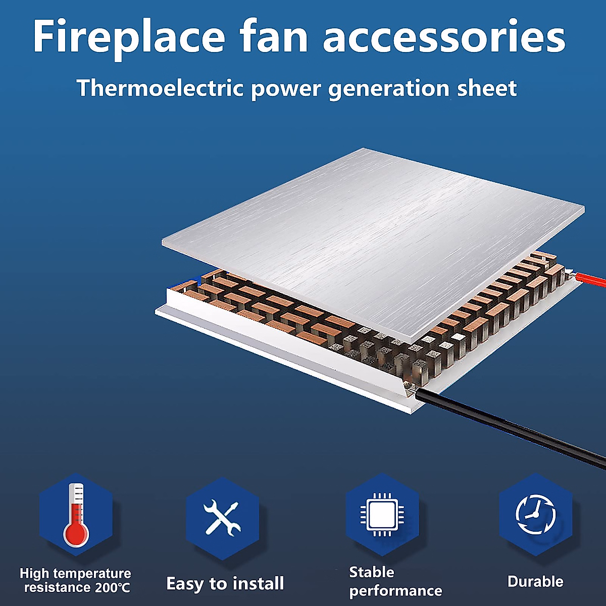 Fireplace Fan Accessories Motor and Power Generation sheet/4-Blade Heat Powered Stove Fan for Wood/Log Burner