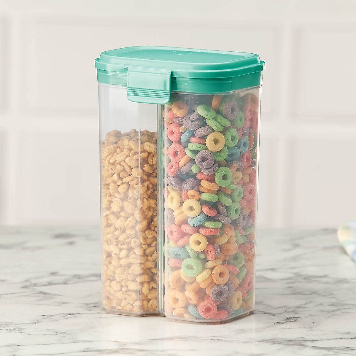 2 Section Dry Food Container, Crafted With 100% BPA-Free Polypropylene, Food Storage - Measures 6" Wide x 4" Deep x 9 1/2" High, by Chef's Pride