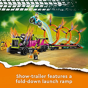 LEGO City Stuntz Stunt Truck & Ring of Fire Challenge 60357 with Flywheel-Powered Motorcycle Toy and Minifigures, Fun Gift for Kids Ages 6 Plus, 2023 Set