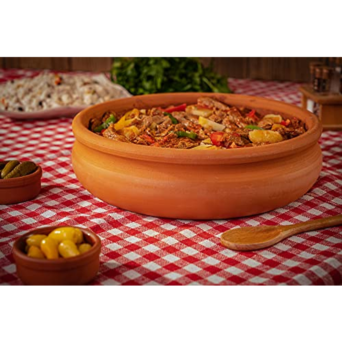 Luksyol Clay Pan For Cooking, Pan for Mexican Indian Korean Dishes, Handmade Cookware, Clay Pot or Oven, Terracotta Pot, Clay Pot For Cooking, Unglazed Clay Pots For Cooking, Clay Oven Pan 11 Inches