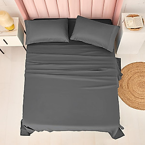 MICORAL ProBreathing Full Sheet Set 4pcs | 60% Microfiber 40% | 16" Deep Pocket | Cool and Ultra Soft Bedding Sheets | Hotel Luxury Bed Sheet | Dark Grey