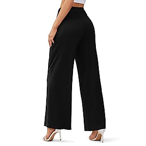 JZC Women's Flowy Pants Casual Palazzo Pants Print High Waist Button Wide Leg Palazzo Lounge Pants Black 3XL