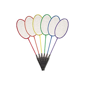 Champion Sports All Steel Shaft and Frame Badminton Racket - Set of Six Colors