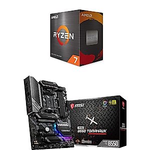 MSI MAG B550 Tomahawk Gaming Motherboard + AMD Ryzen 7 5800X 8-Core Desktop Processor (AM4, DDR4, PCIe 4.0, USB 3.2 Gen 2, ATX)