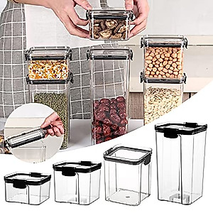 Rvikurc Airtight Food Storage Containers with Lids, Anti Leak Cereal Flour Storage with 4-Side Locks for Solid Food Sugars Soups and Sauces, Freezer-Safe Plastic Pantry Kitchen Organizations