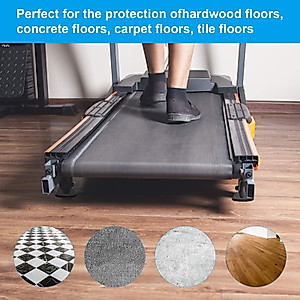 4Pcs Treadmill Mats, Coolrunner High Density Equipment Pads Noise Reduction for Floor Protection, Washing Machine Pads, Anti Vibration Rubber mats for Stationery Bike, Rowing Machine, Home Gym Station