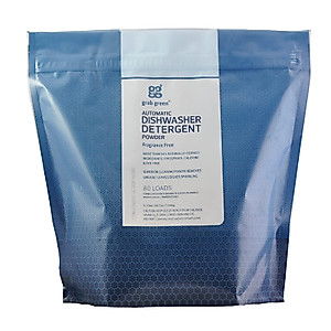 Grab Green Automatic Dishwashing Detergent Powder 3.17 lbs, 80 Loads, Fragrance Free, Plant and Mineral Based, Superior Cleaning, Powerful Grease Removal, Brilliant Shine