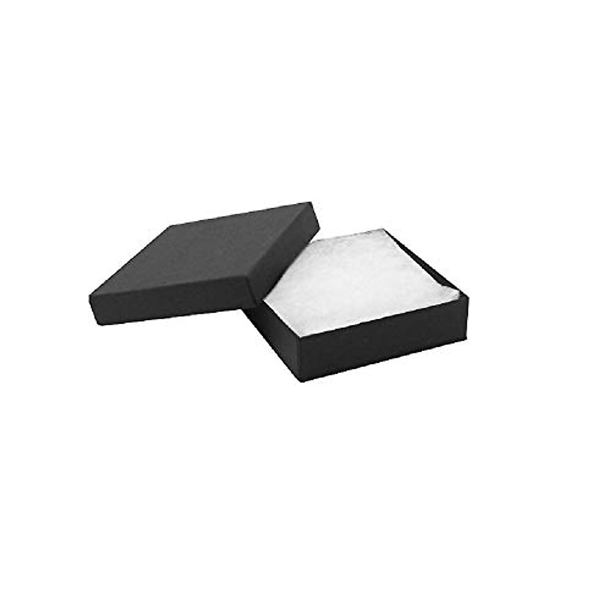 12 Pack Cotton Filled Black Matte Paper Cardboard Jewelry Gift and Retail Boxes for Valentine's Day 3 X 3 X 1 Inch Size by R J Displays