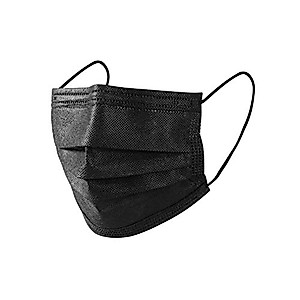 Decor and Home Disposable Face Masks, 50 Pack, Black, 3-Ply, Single Daily Use, Face Mask for Women & Men